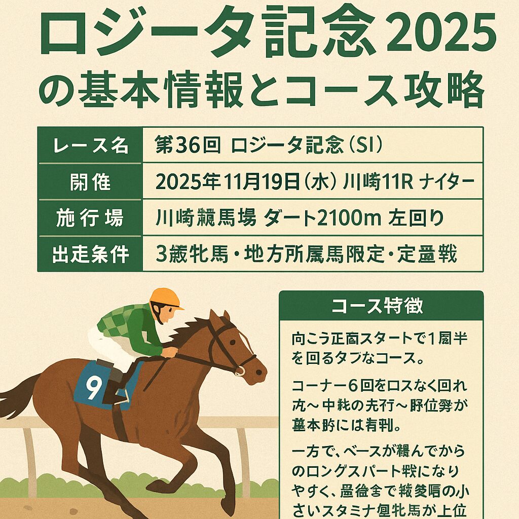 【ロジータ記念2025予想｜川崎11R SI】出走表・展開・コース傾向とAI買い目で“現実的な万馬券狙い” ｜ 悪徳ガチ検証Z